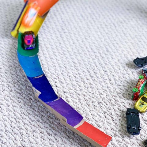 DIY Race Track Out of Toilet Paper Rolls - 7 Days of Play