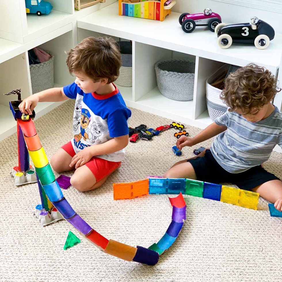 DIY Race Track Out of Toilet Paper Rolls - 7 Days of Play