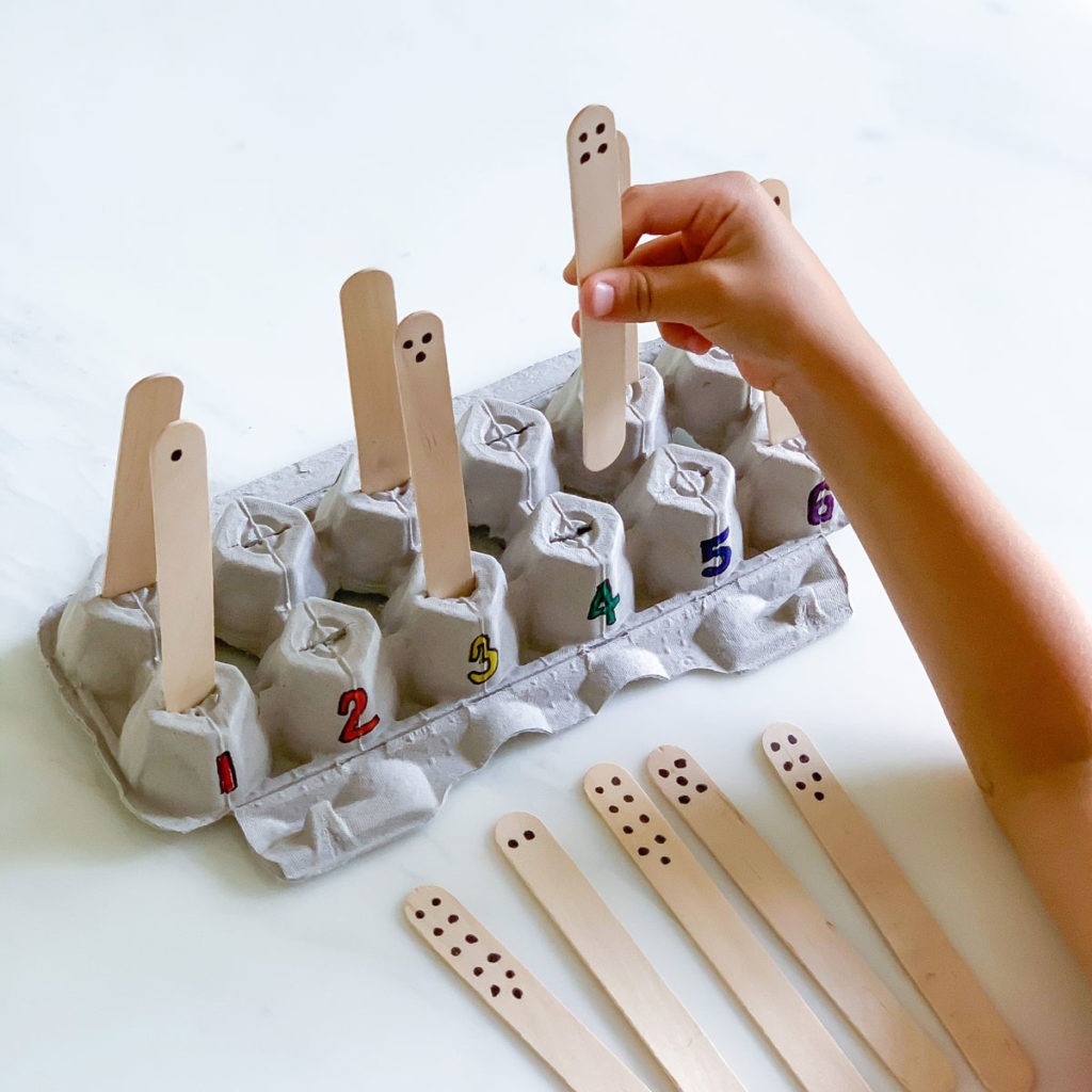 Number Matching Game Made From Egg Carton - 7 Days of Play