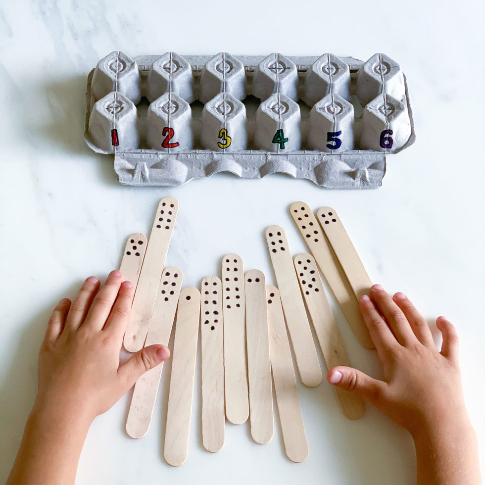 Number Matching Game Made From Egg Carton - 7 Days of Play