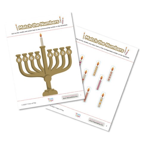 Match The Candles: Hanukkah Activity For Kids - 7 Days of Play