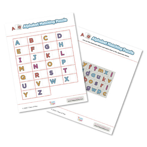 DIY Alphabet Matching Puzzle - Teach Letter Recognition - 7 Days of Play