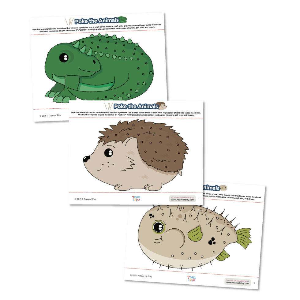 Fine Motor Activity for Toddlers - Poke the Porcupine - 7 Days of Play