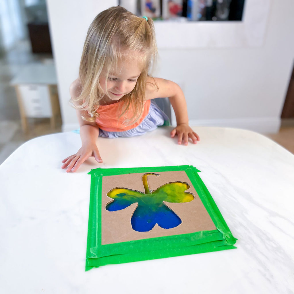 Color Mixing Green - Make the Leaf Activity - 7 Days of Play