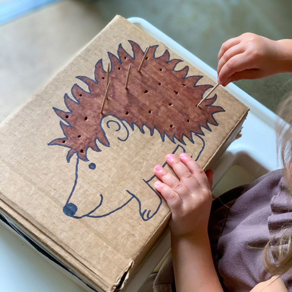 Fine Motor Activity for Toddlers - Poke the Porcupine - 7 Days of Play