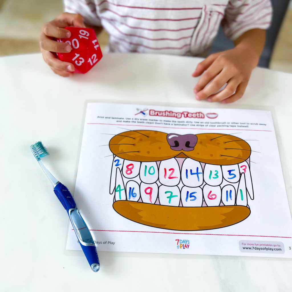Easy Teeth Brushing Activity For Kids - 7 Days of Play