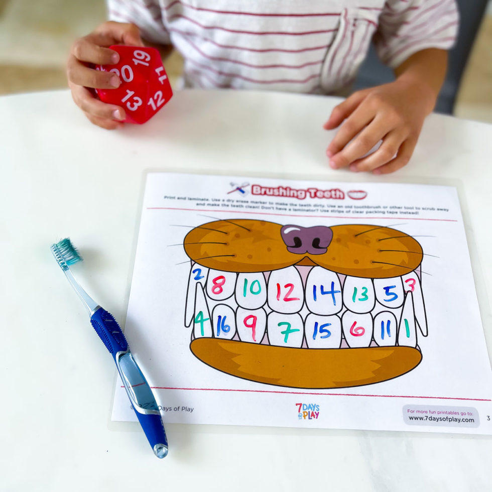 Easy Teeth Brushing Activity For Kids - 7 Days of Play