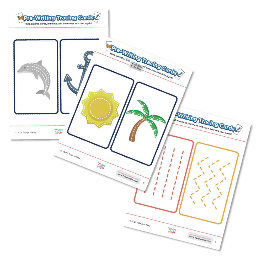 Tracing Activity - Printable Pre-Writing Cards - 7 Days of Play