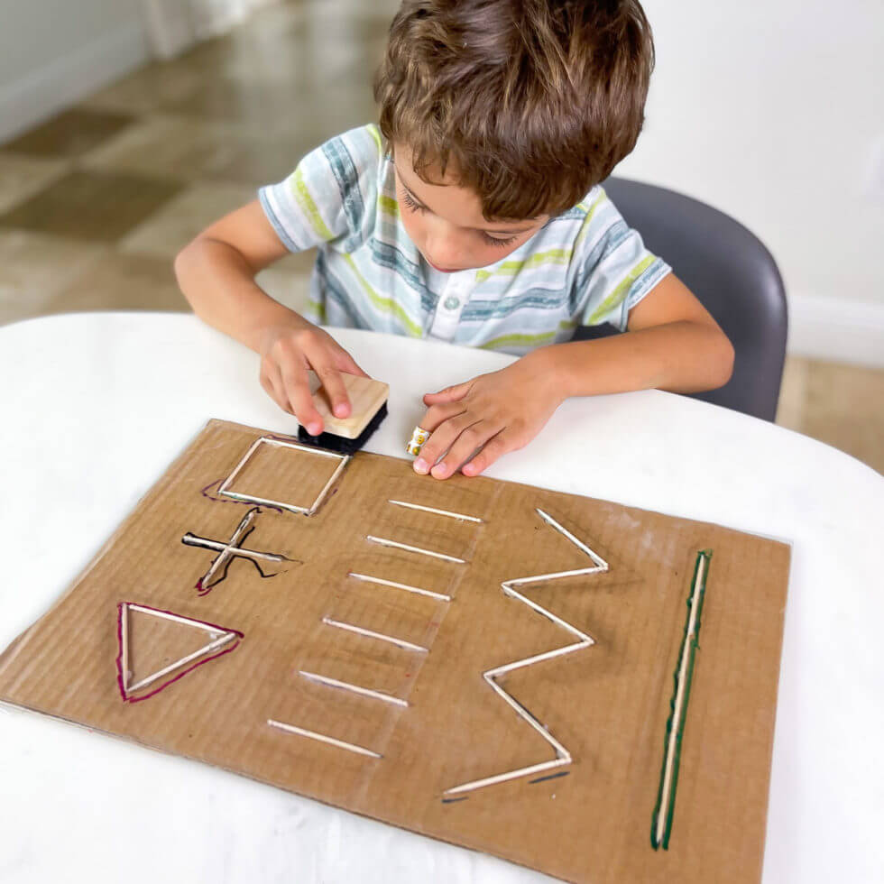 Pre-Writing Activity - DIY Tracing Board - 7 Days of Play