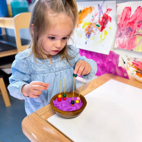 Beads Activity - Fun with Play Dough and Spaghetti - 7 Days of Play