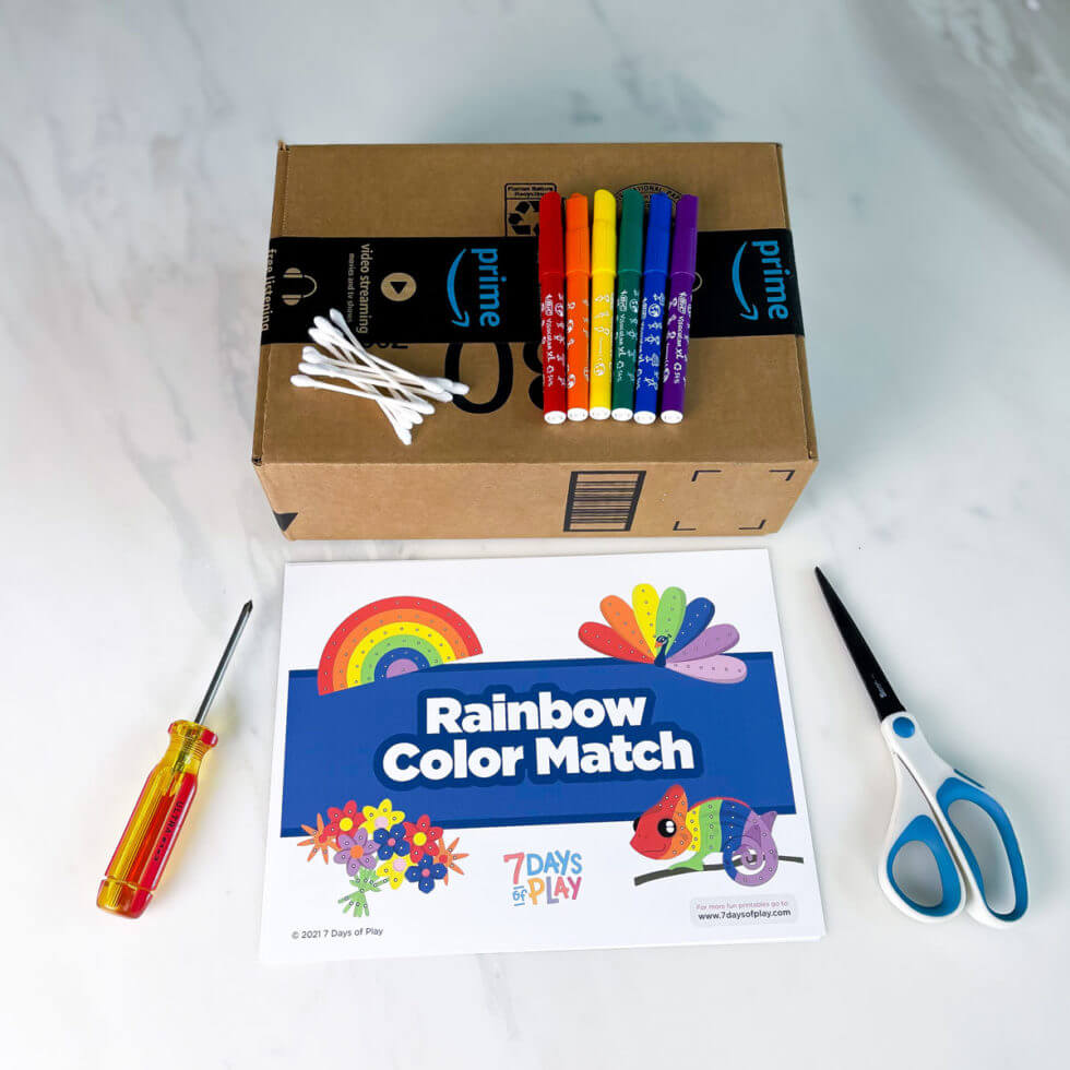 Color Matching Game - Cotton Swab Rainbow - 7 Days of Play