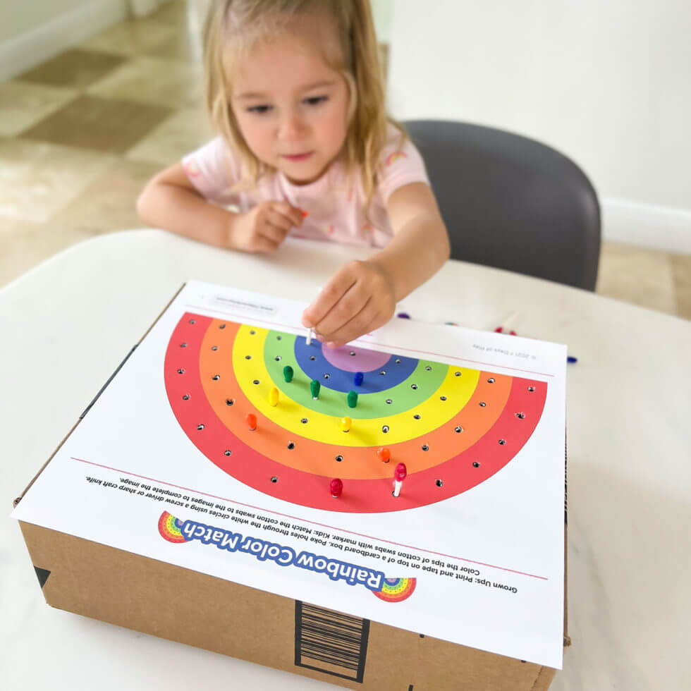Color Matching Game - Cotton Swab Rainbow - 7 Days of Play