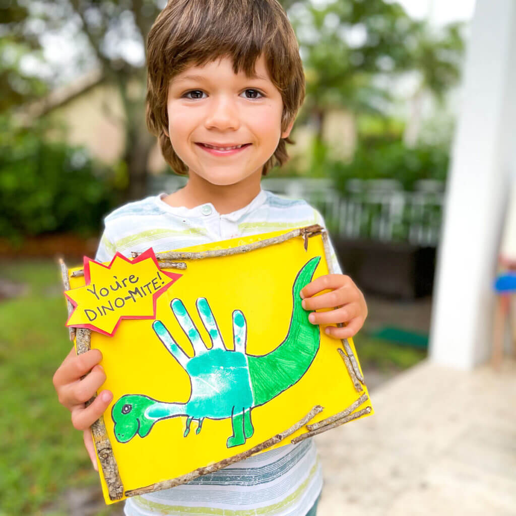 Dinosaur Kids Craft - Fun Handprint Keepsake - 7 Days of Play