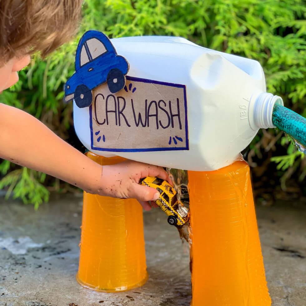 Water Activity for Toddlers - Milk Jug Car Wash | Outdoor Sensory Play ...
