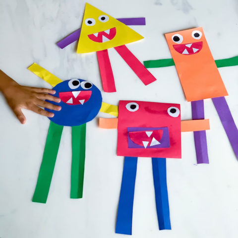 Shapes Craft - Make a Monster and Learn Shapes for 3 Year Olds