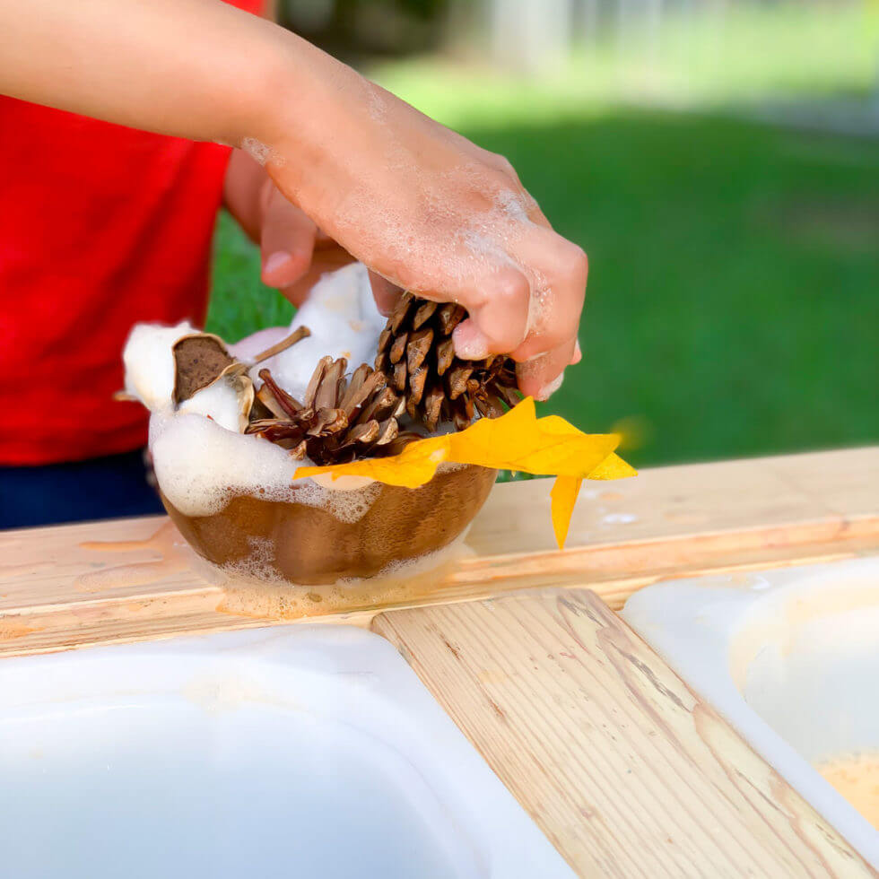 DIY Fall Sensory Bin With Taste-Safe Foam For 3 Year Olds