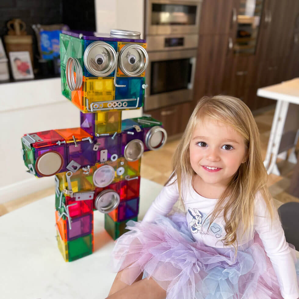 Magnetic Tile Toys - Unique Build-a-Robot Activity - 7 Days of Play