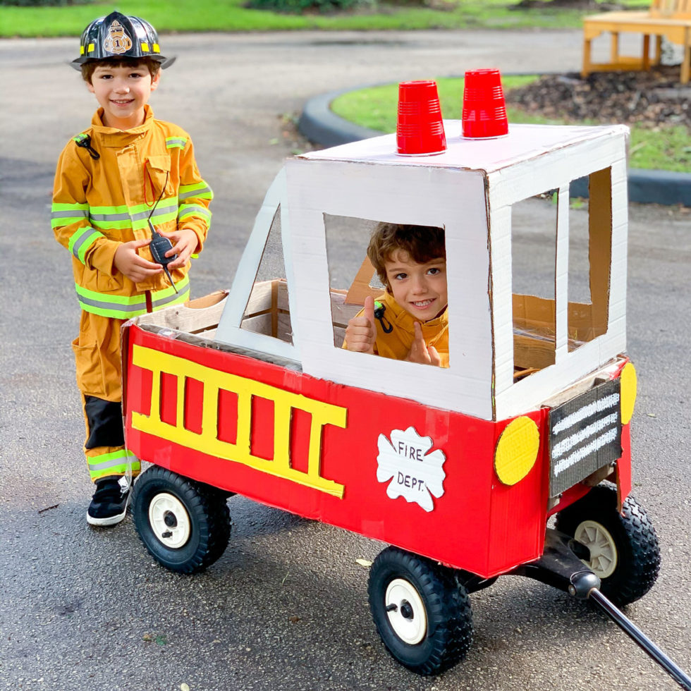DIY Firefighter Costume - How to Make a Fire Truck - 7 Days of Play