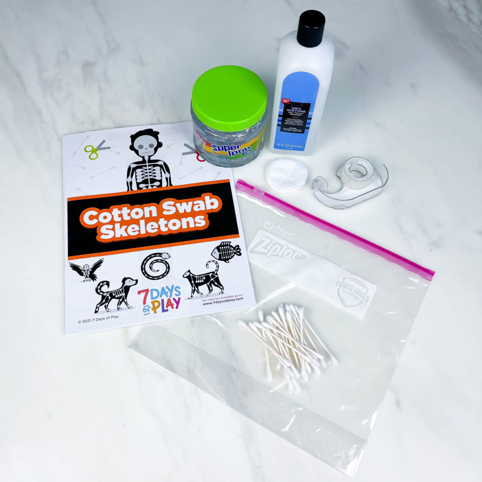 Skeleton Printable Activity - Unique Puzzle Using Cotton Swabs - 7 Days ...