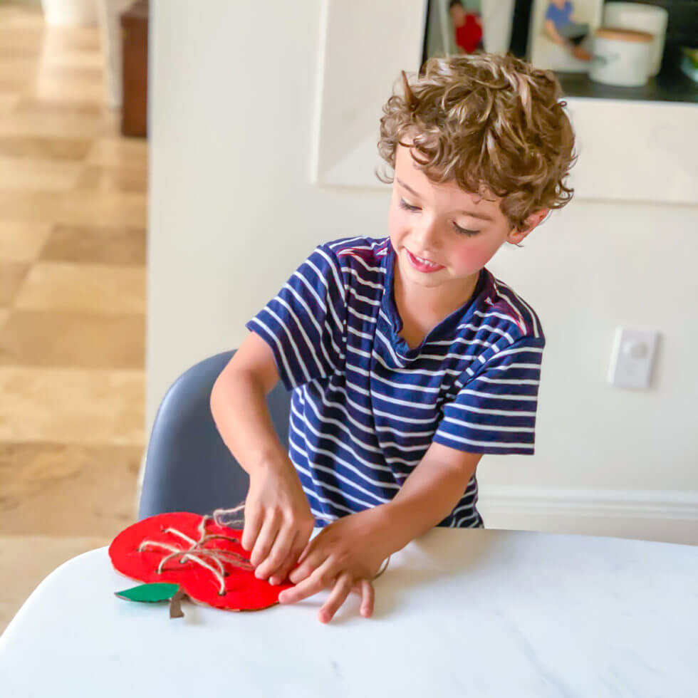 Lacing Activity - How to Make a Toy for Preschoolers - 7 Days of Play