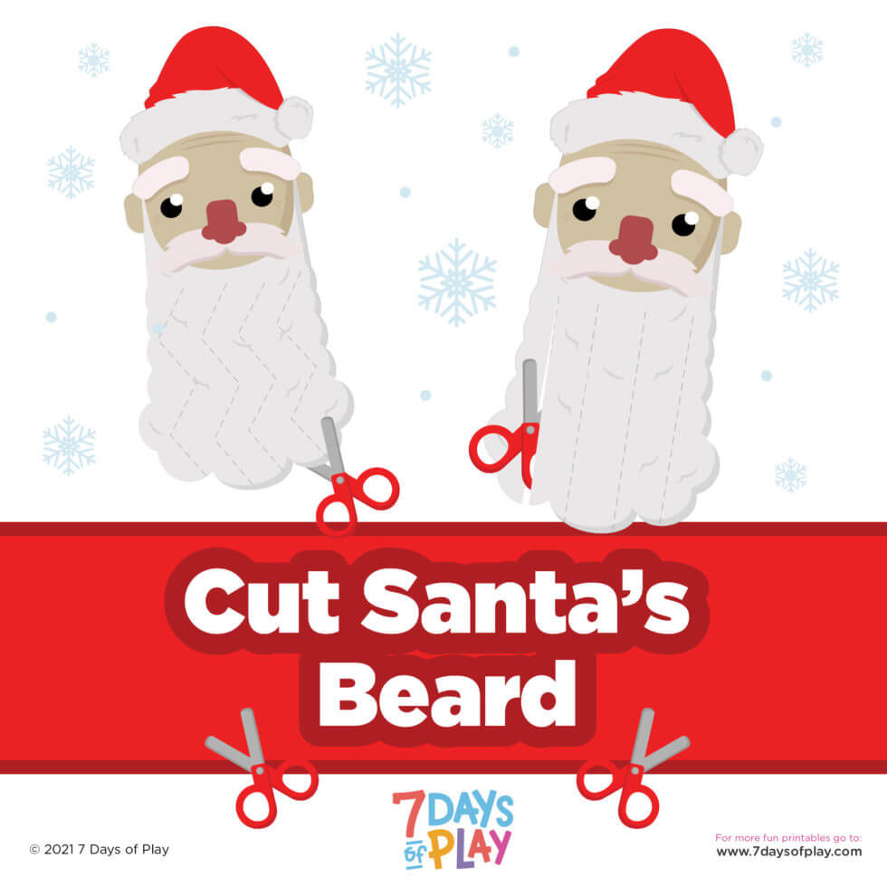 Christmas Cutting Activity - Printable Trim Santa's Beard