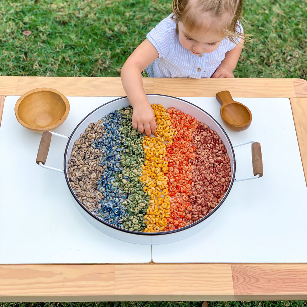 Activity for Toddlers - Colorful Taste Safe Sensory Play With Cereal