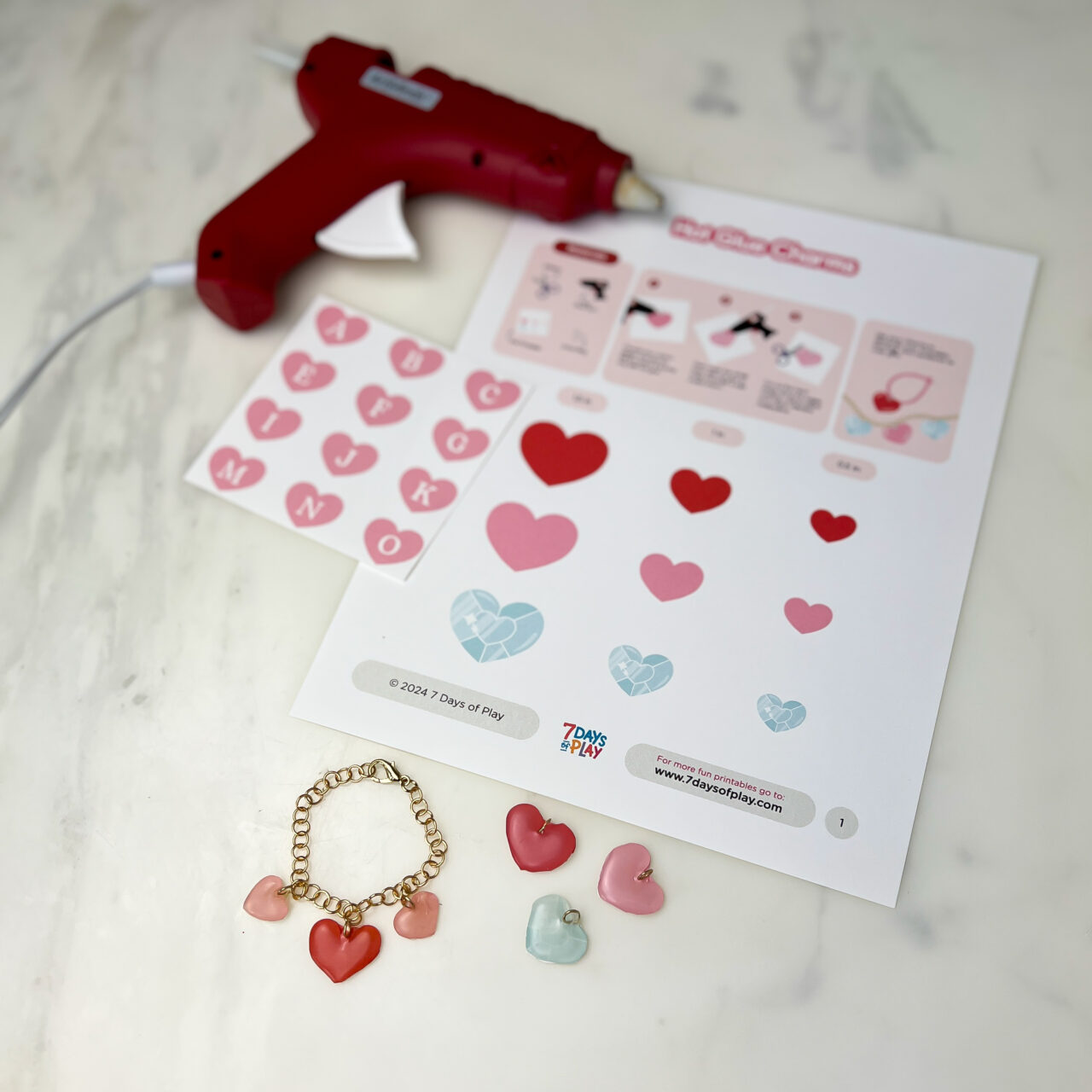 DIY Charm Bracelet with Free Printable and Hot Glue Hack