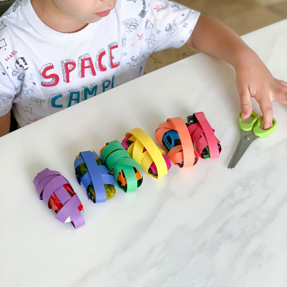Scissor Cutting Practice - Free the Cars Activity - 7 Days of Play