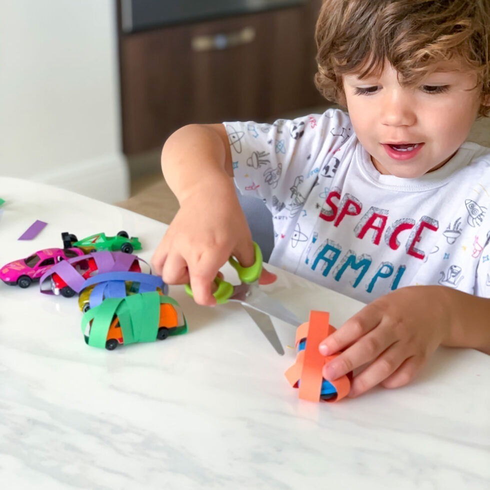 Scissor Cutting Practice - Free the Cars Activity - 7 Days of Play