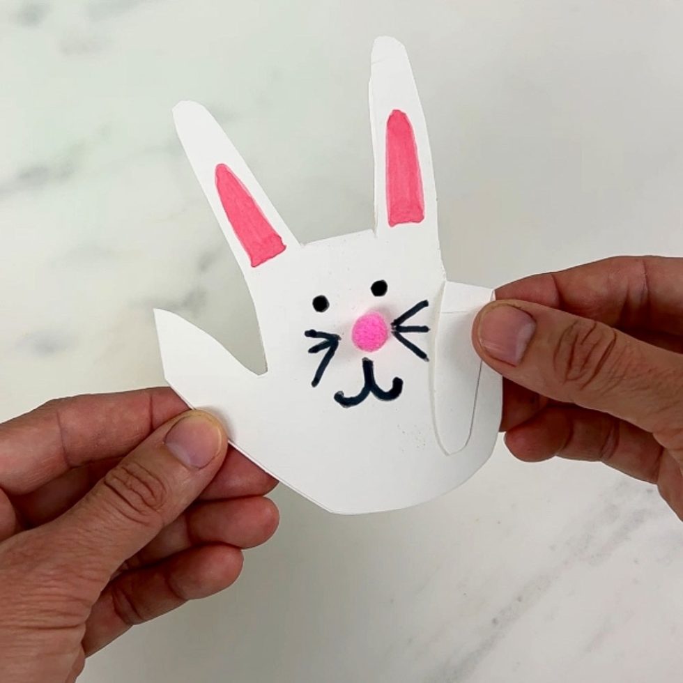 DIY Easter Card - How to Make a Bunny-Shaped Handprint Card - 7 Days of ...
