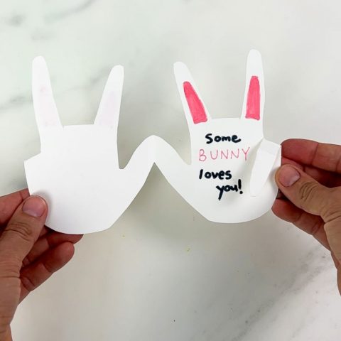 DIY Easter Card - How to Make a Bunny-Shaped Handprint Card - 7 Days of ...