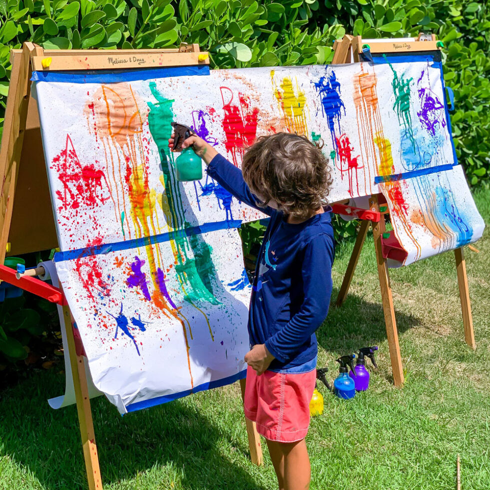 Alphabet Learning Game - Fun with Spray Paint and Letters! - 7 Days of Play