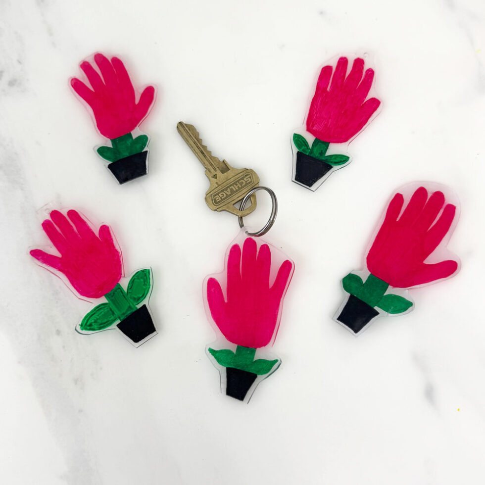 How to Make a Shrinky Dink Handprint Flower Keychain - 7 Days of Play
